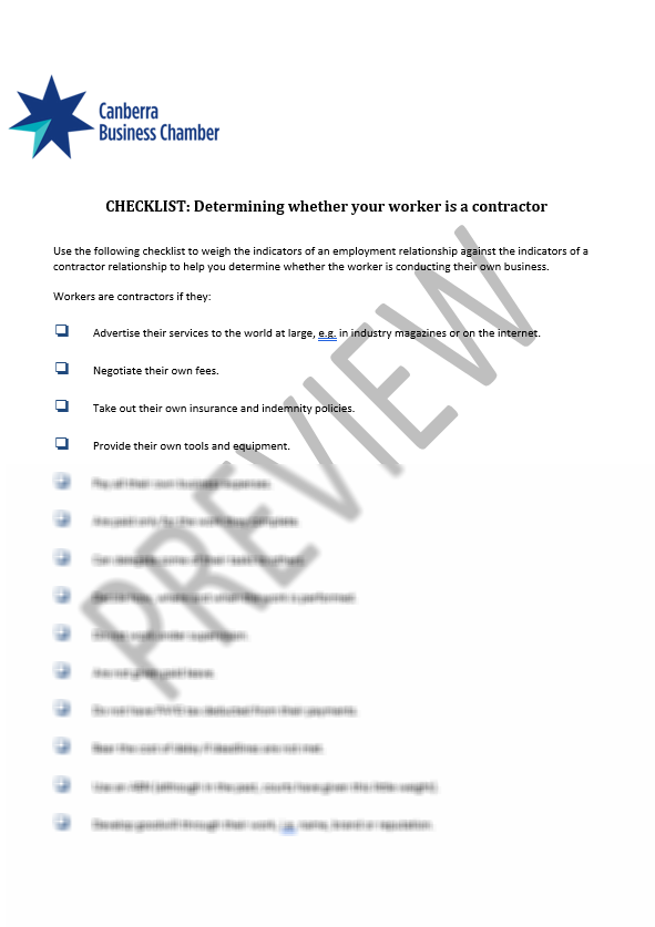 Checklist: Determining Whether Your Worker is a Contractor – CBC ...
