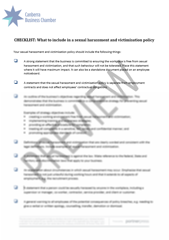 Checklist: What to Include in a Sexual Harassment and Victimisation Po ...